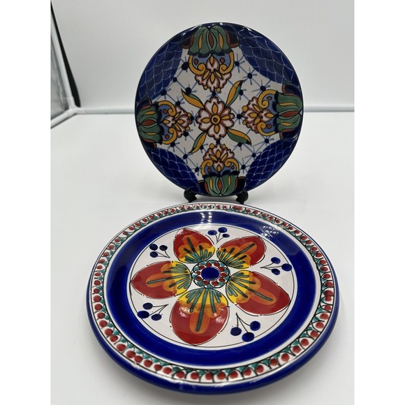 Talavera | Art | Mexico Plate Blue Hanging Brown 8 Lit Of 2 Red Green ...